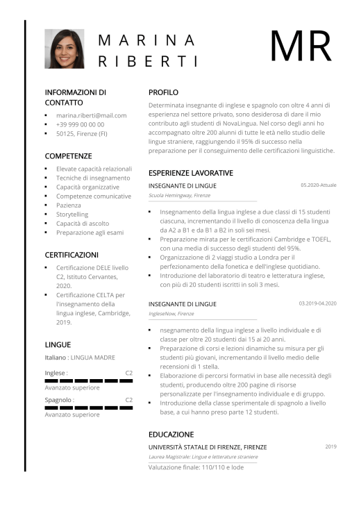 Modelli di curriculum vitae personalizzati da scaricare