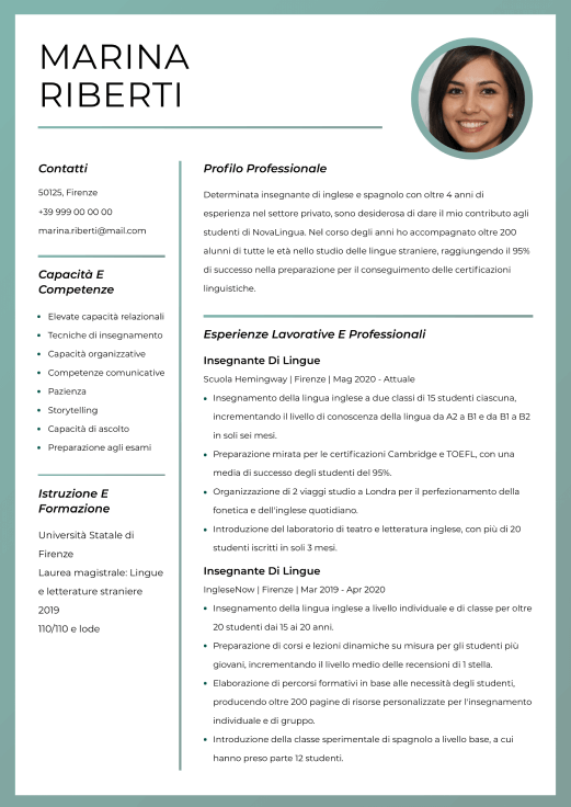 Modelli di curriculum vitae personalizzati da scaricare