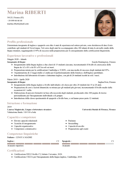 Modelli di curriculum vitae personalizzati da scaricare