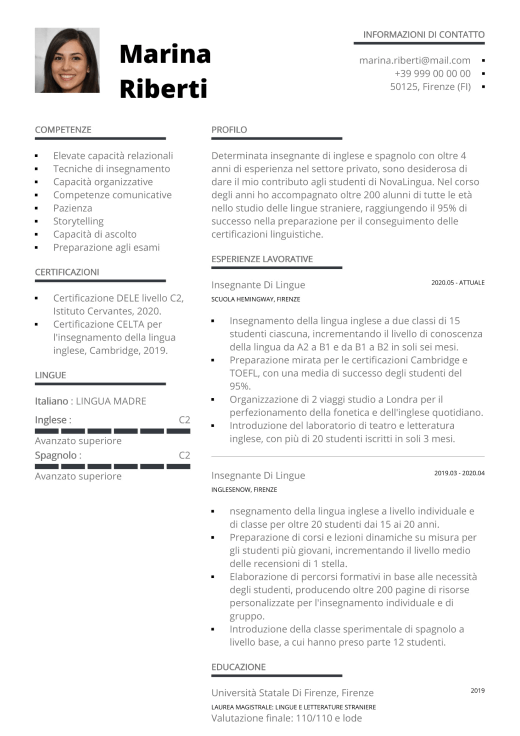 Modelli di curriculum vitae personalizzati da scaricare