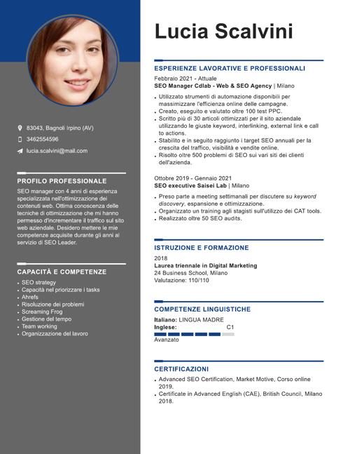 Formato di curriculum vitae nel 2026: CV da compilare